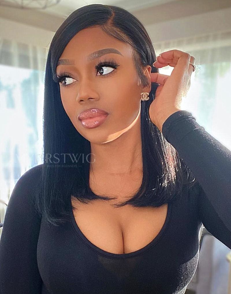 long bob side parting