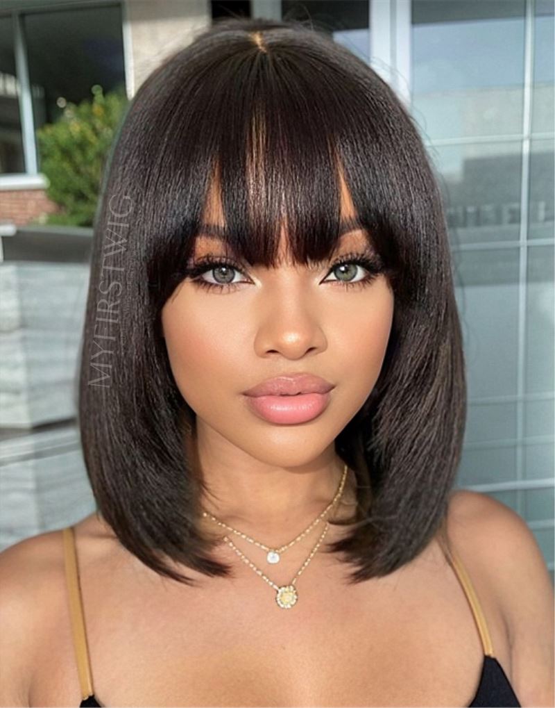 Bob With Bangs Layers Wig HD Lace Wear & Go Glueless Wig - CLB023 ...
