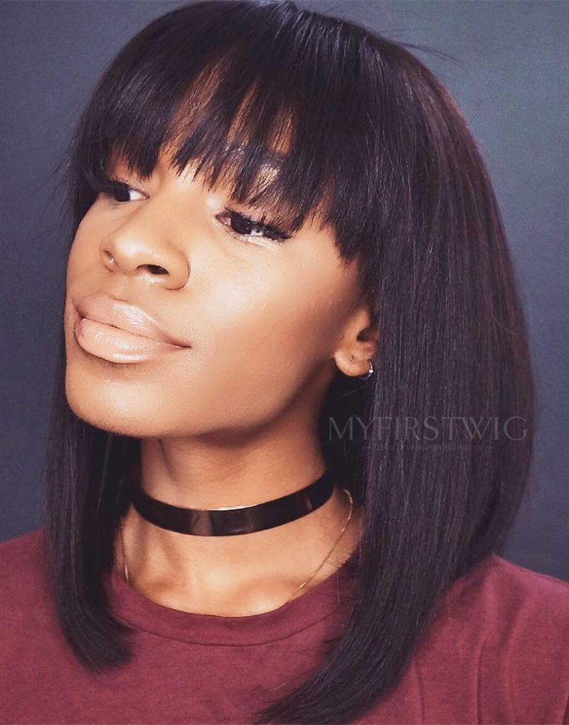12 Inch Bob With Bangs Wig HD Lace Wear & Go Glueless Wig - CLB012 ...