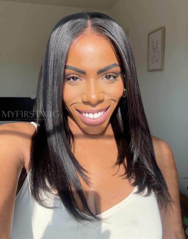 C-Shape Ear Fit 7x5" Wear & Go Glueless Wig 180% Density - Natural Bla ...