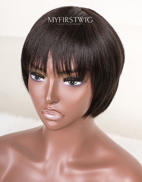 Scalp Top Wig Pixie Cut Bob Glueless No Lace Human Hair Wig - NGW001 ...