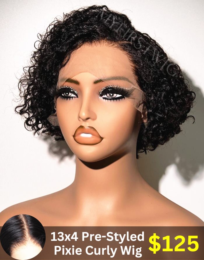 13x4 Pre-Styled Pixie Cut Short Curly Wear Go Lace Front Wig-NIC001 ...